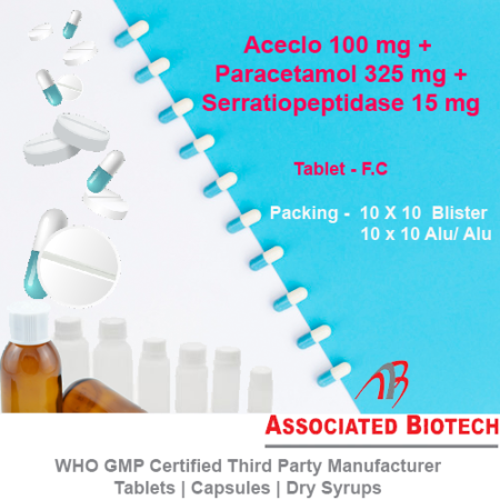 Aceclo 100 mg + Paracetamol 325 mg + Serratiopeptidase 15 mg