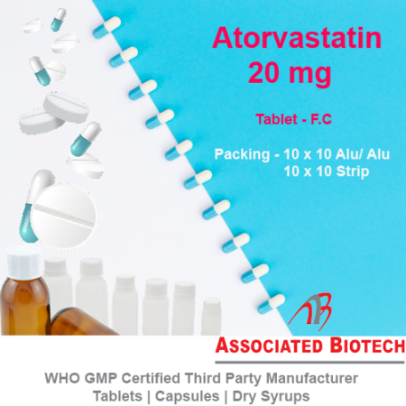 Atorvastatin 20 mg Tablet Manufacture Exporter WHO GMP certified